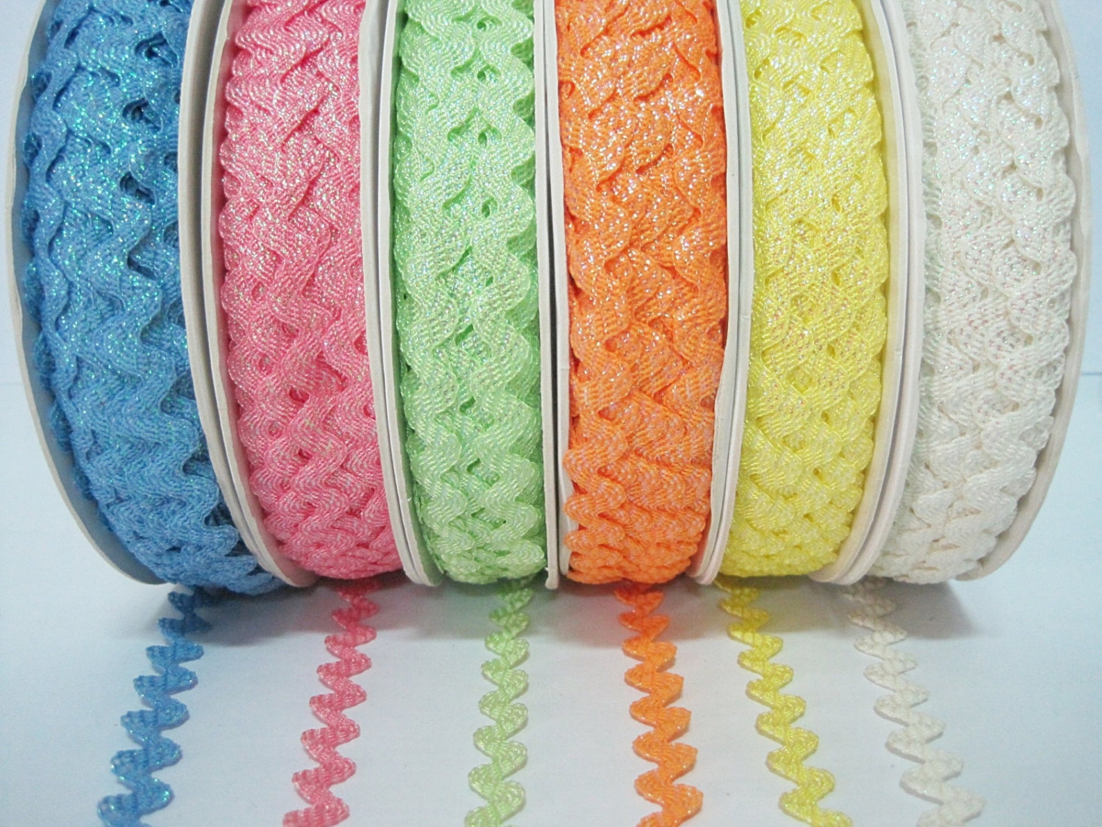 5 Yards Cream Sparkly Rick Rack Trim, Glitter Trim, Ric Rac Trim ...