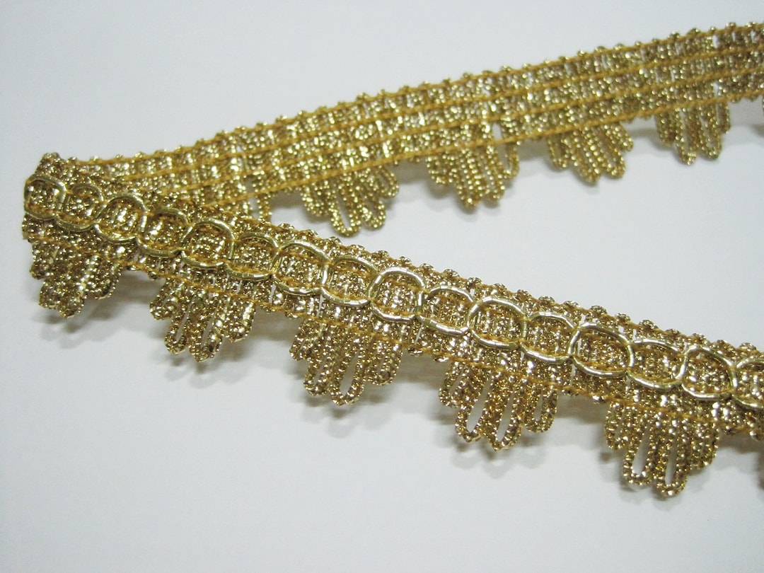 5 Yards 7/8" Light Gold Metallic Lace, Gold Lace, Gold Braid, Gold ...