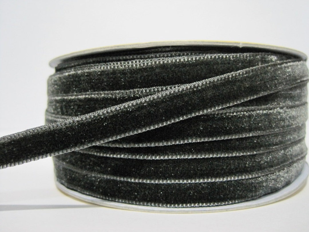 5 Yards 3/8" Dark Gray Velvet Ribbon, Gray Ribbon, Ribbon Lot ...