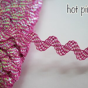 5 Yards 3/8" Pink Sparkly Rick Rack Trim, Glitter Trim, Ric Rac Trim ...