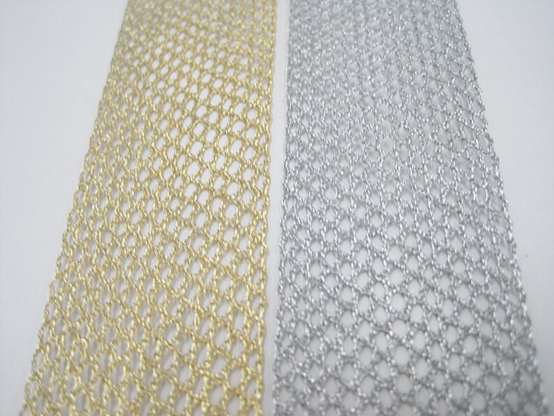 5 Yards 1-3/8" Silver Metallic Net Ribbon - Etsy