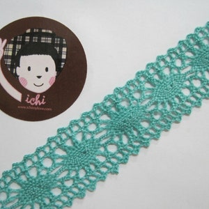 5 Yards 1" Green Tone Crochet Lace Trim, Teal Lace Trim, Crochet Lace ...