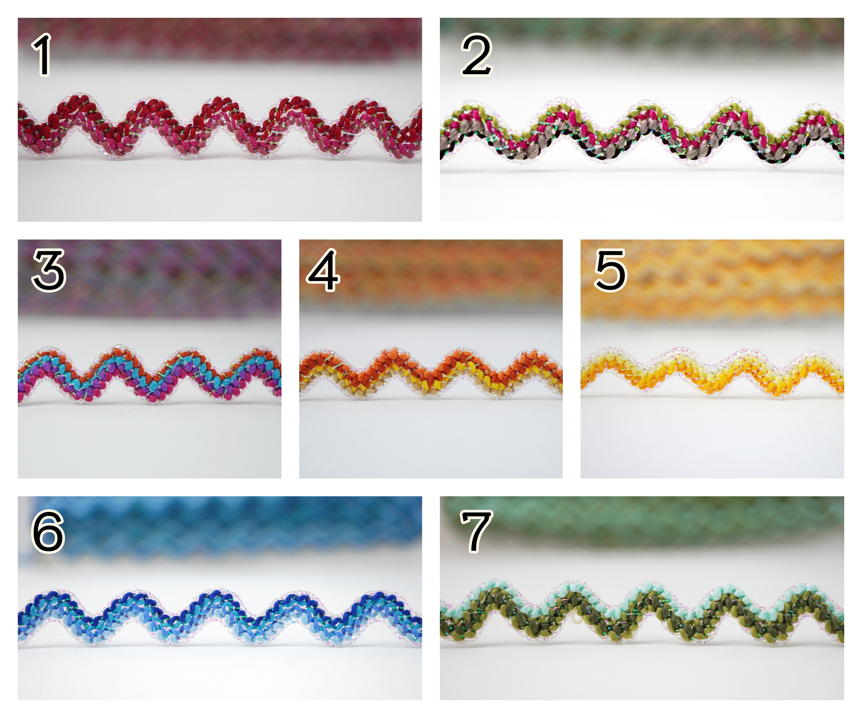 5 Yards 1/2" Sparkly Rick Rack, Rick Rack Trim, Glitter Rick Rack, Wavy ...
