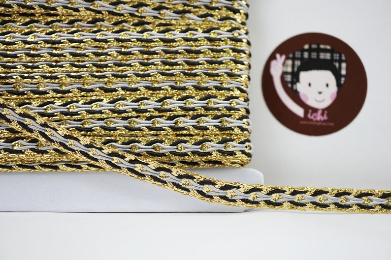 5 Yards Black-silver Gold Metallic Braid Gimp Braid Flat - Etsy