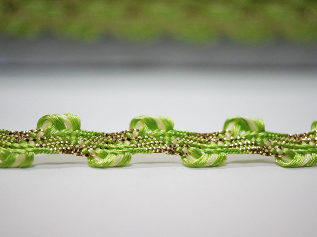 5 Yards Lime Green Rick Rack With Gold Metallic, Green Rick Rack, Gold ...