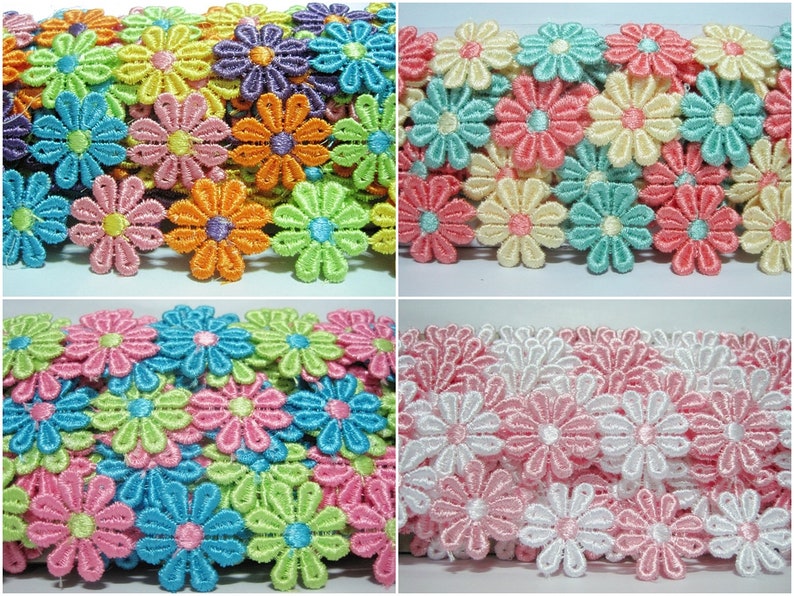 5 Yards Rainbow Flower Trim 2.5 Cm-wide Colorful Trim Flower - Etsy