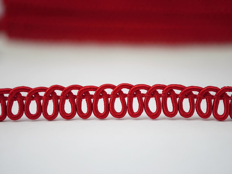 5 Yards Red Braid, Loop Trim, Shiny Braid, Picot Braid, Picot Trim ...