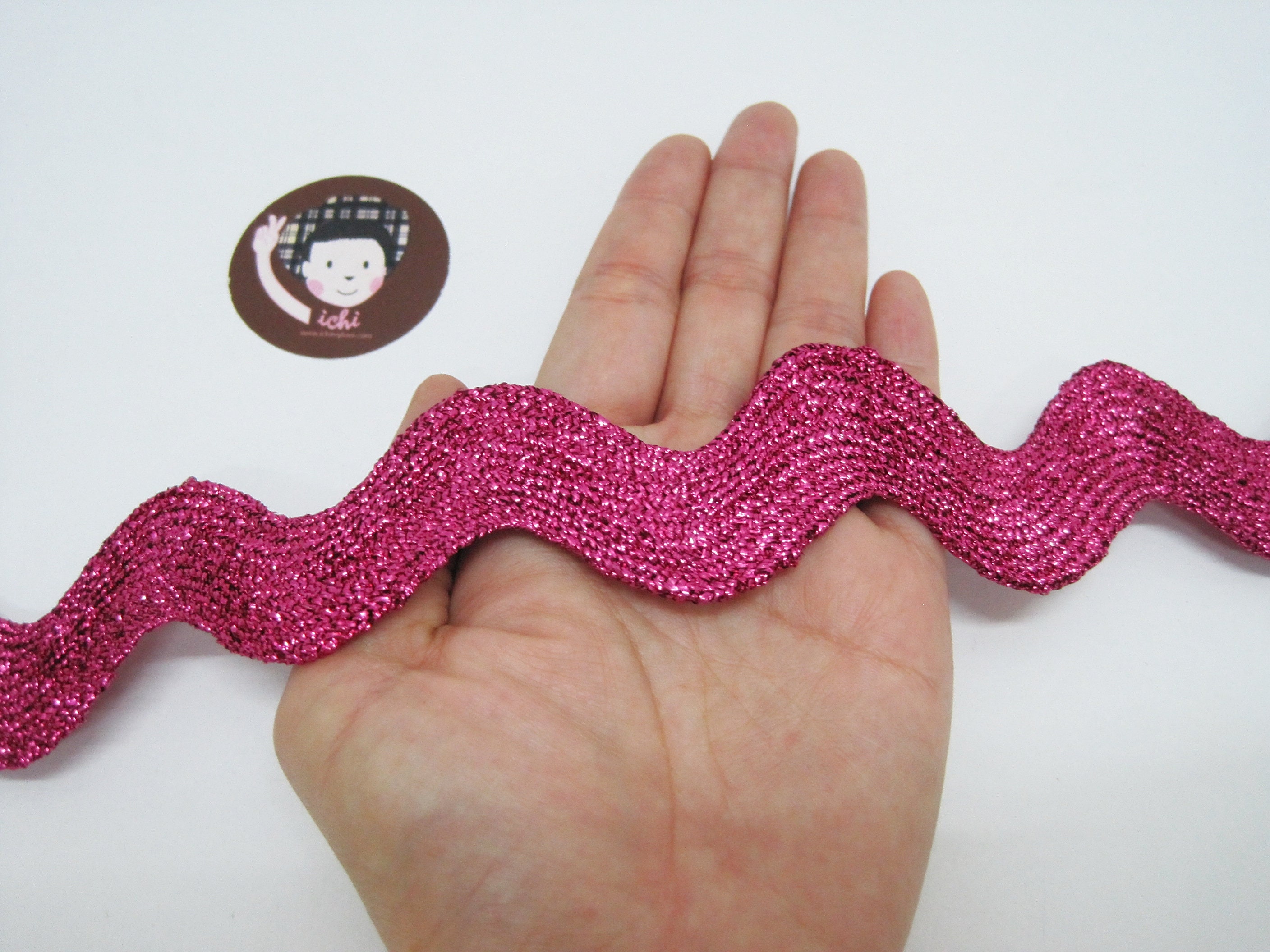 5 Yards Hot Pink Jumbo Metallic Rick Rack Trim, Metallic Rick Rack ...
