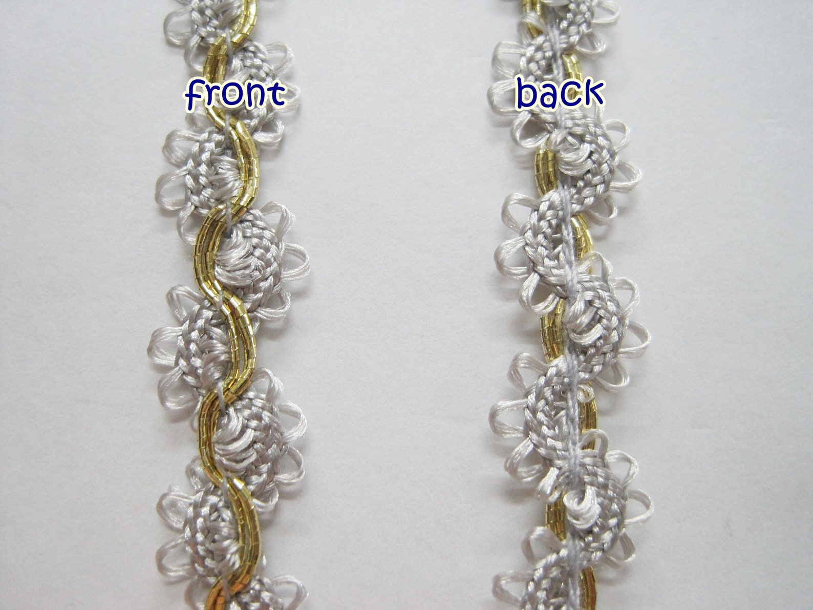 5 Yards Silver Picot Rick Rack With Gold Braided Gray Trim - Etsy