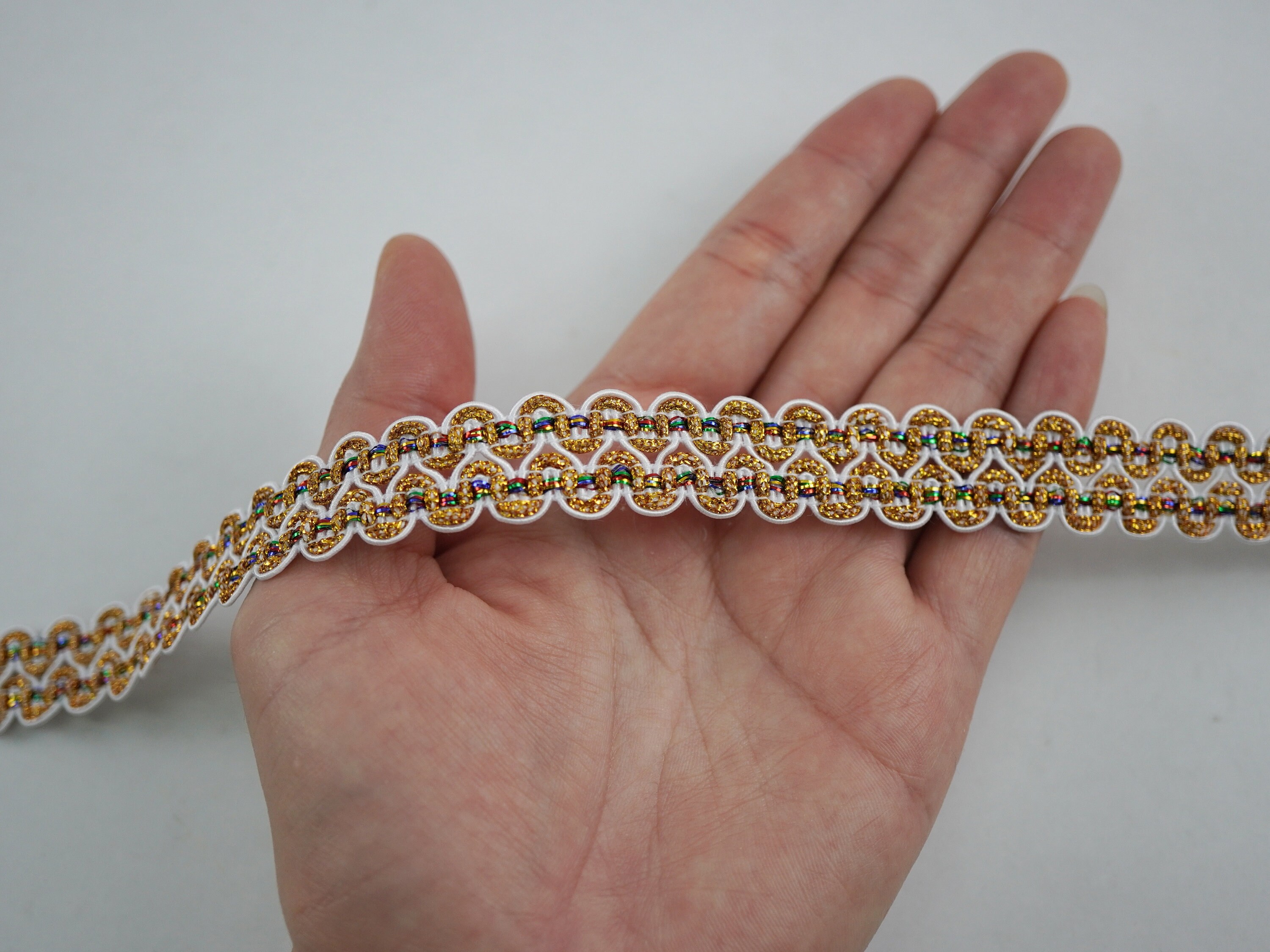 5 Yards 5/8" Silver/gold Metallic Braid, Gold Lace, Gold Braided Trim ...