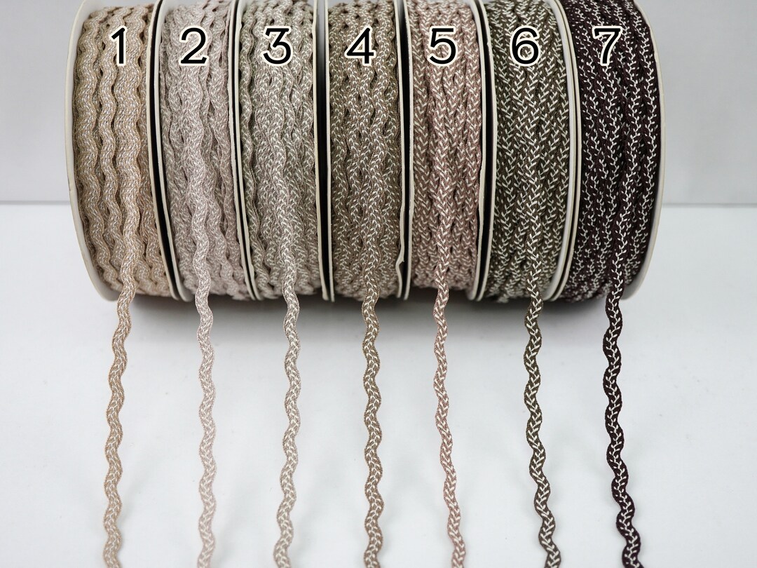 5 Yards Brown Embroidered Rick Rack, Tiny Rick Rack, Vine Stitch Rick ...