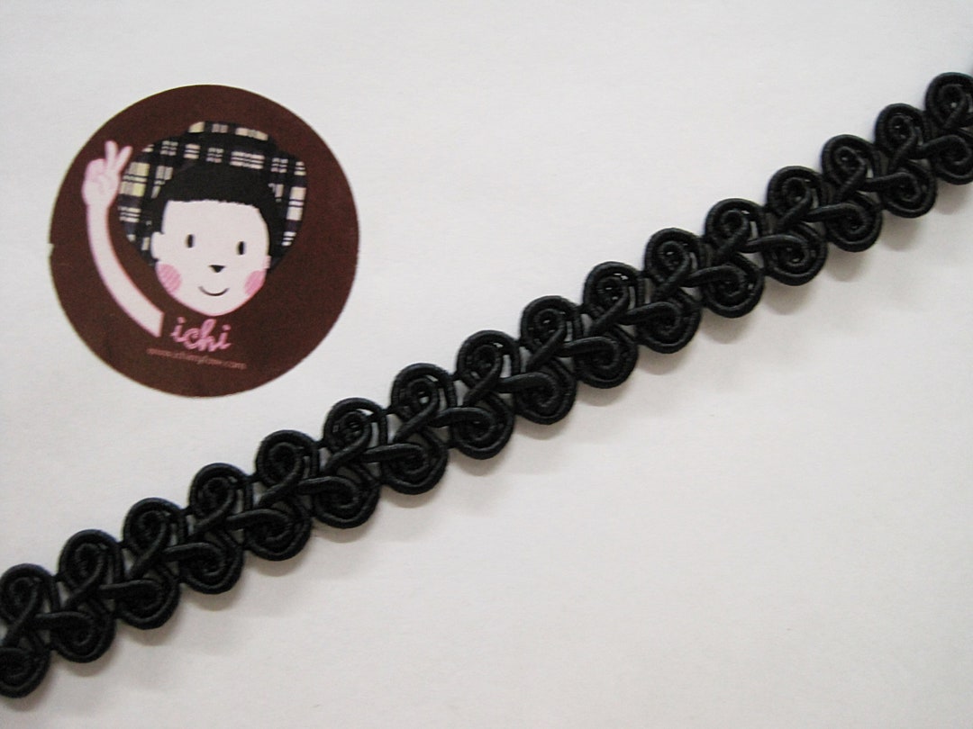 5 Yards 1/2" Black Gimp Braided Trim, Gimp Braid, Braided Cord, Braided ...