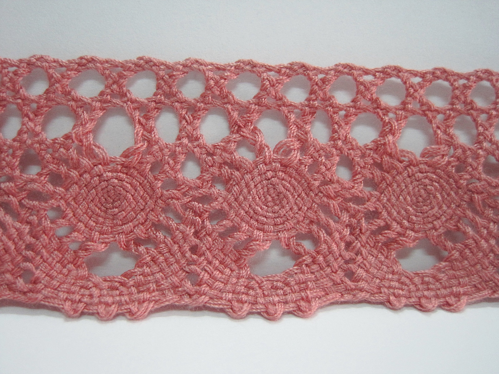 5 Yards Rose Pink Wide Cotton Lace Trim Crochet Lace Trim | Etsy