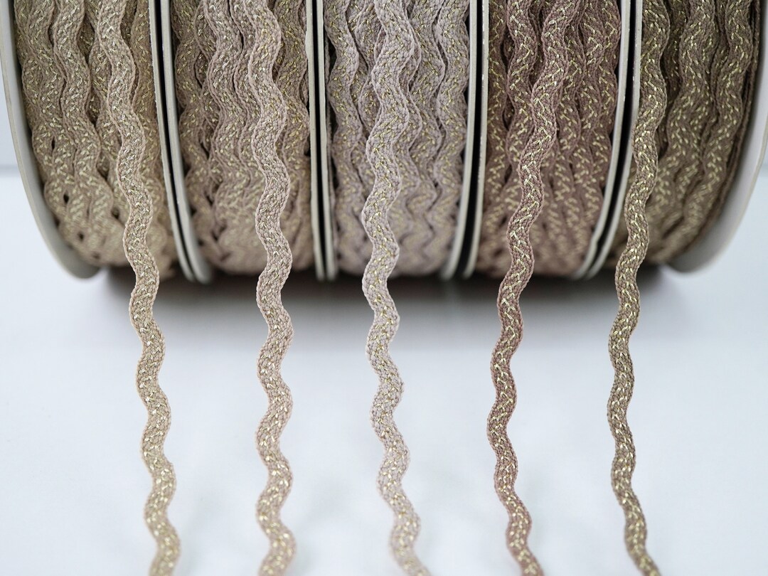 5 Yards Brown Rick Rack With Gold Metallic, Tiny Rick Rack, Mini Rick ...