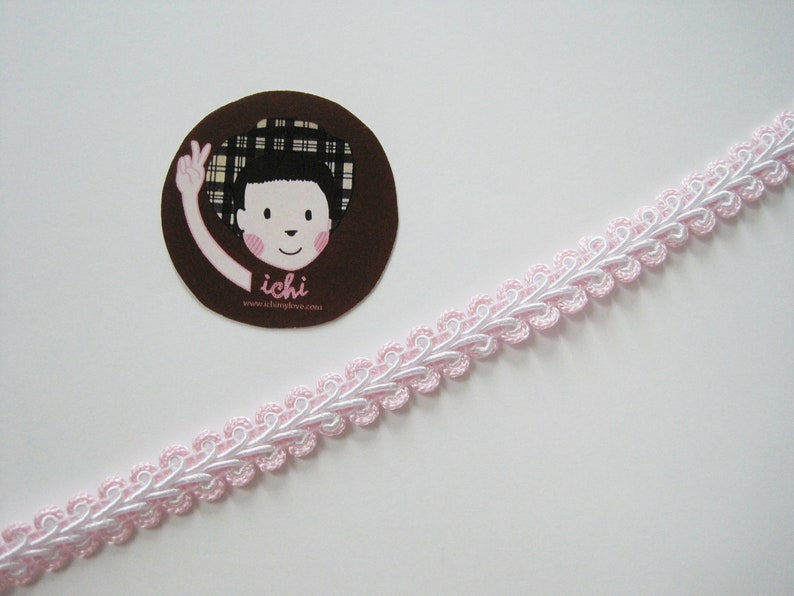 5 Yards 3/8" White-soft Pink Gimp Braided Trim, Gimp Braid, Braided ...
