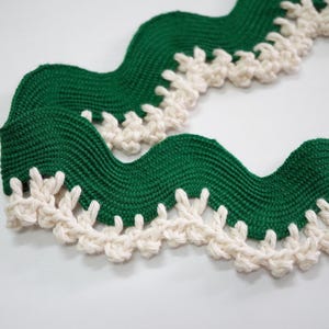 Pine Green Crocheted Rick Rack Trim, Handmade Crochet Lace, Jumbo Rick ...