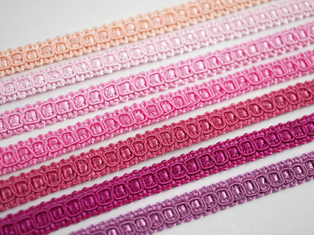 5 Yards 5/16" Pink Braid Trim, Pink Gimp Braid, Gimp Braid, Braided ...
