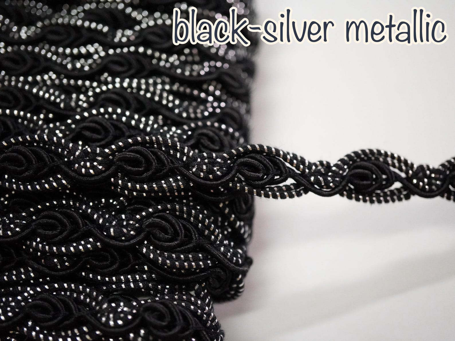 5 Yards Black Flower Braid With Metallic - Etsy