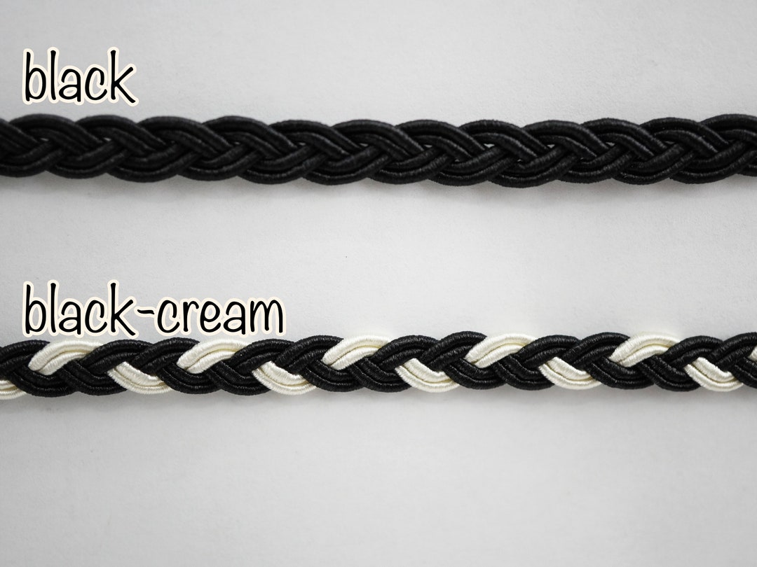5 Yards 1/4" Black Braided Cord, Black Cord, Flat Braided Cord, Flat ...