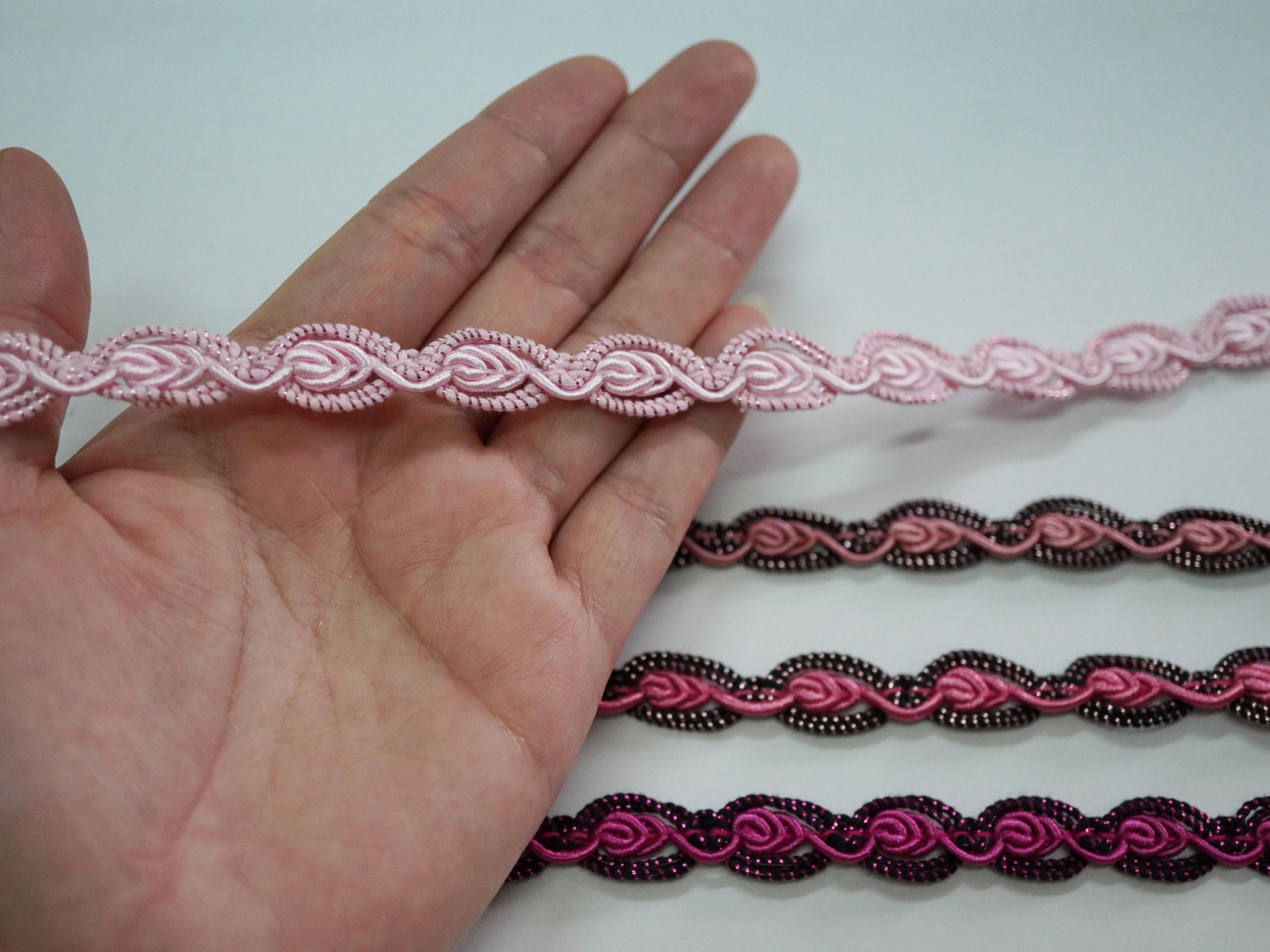 5 Yards Pink Flower Braid With Pink Metallic, Flower Trim, Flower Lace ...