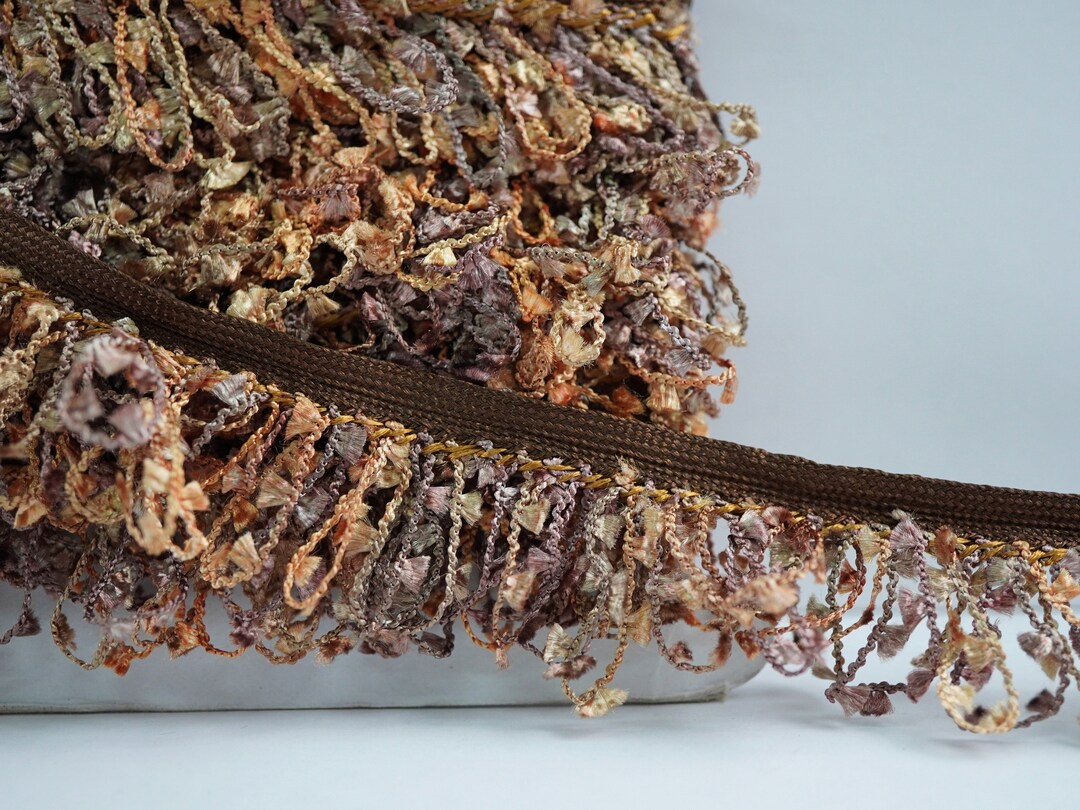 5 Yards Dark Brown Multicolored Loop Trim, Multicolored Tassel Trim ...