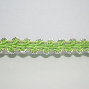 5 Yards 1/4" Lime Green Gimp Braided Silver Edge, Gimp Braid, Braided ...