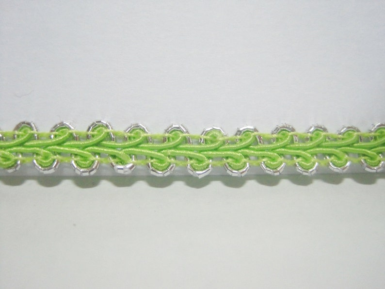 5 Yards 1/4 Lime Green Gimp Braided Silver Edge Gimp - Etsy
