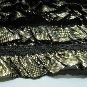 5 Yards Gold Metallic Ruffle With Black Elastic Trim, Ruffle Trim ...