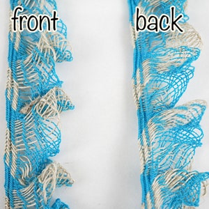 5 Yards Aqua Blue Linen Ruffle Trim, Ruffle Lace, Linen Lace Trim ...