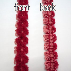 5 Yard of Ruby Chenille Braided, Red Flower Trim, Red Chenille Trim ...