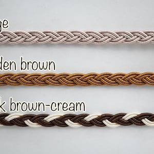 5 Yards 1/4 Brown Braided Cord White Cord Flat Braided - Etsy
