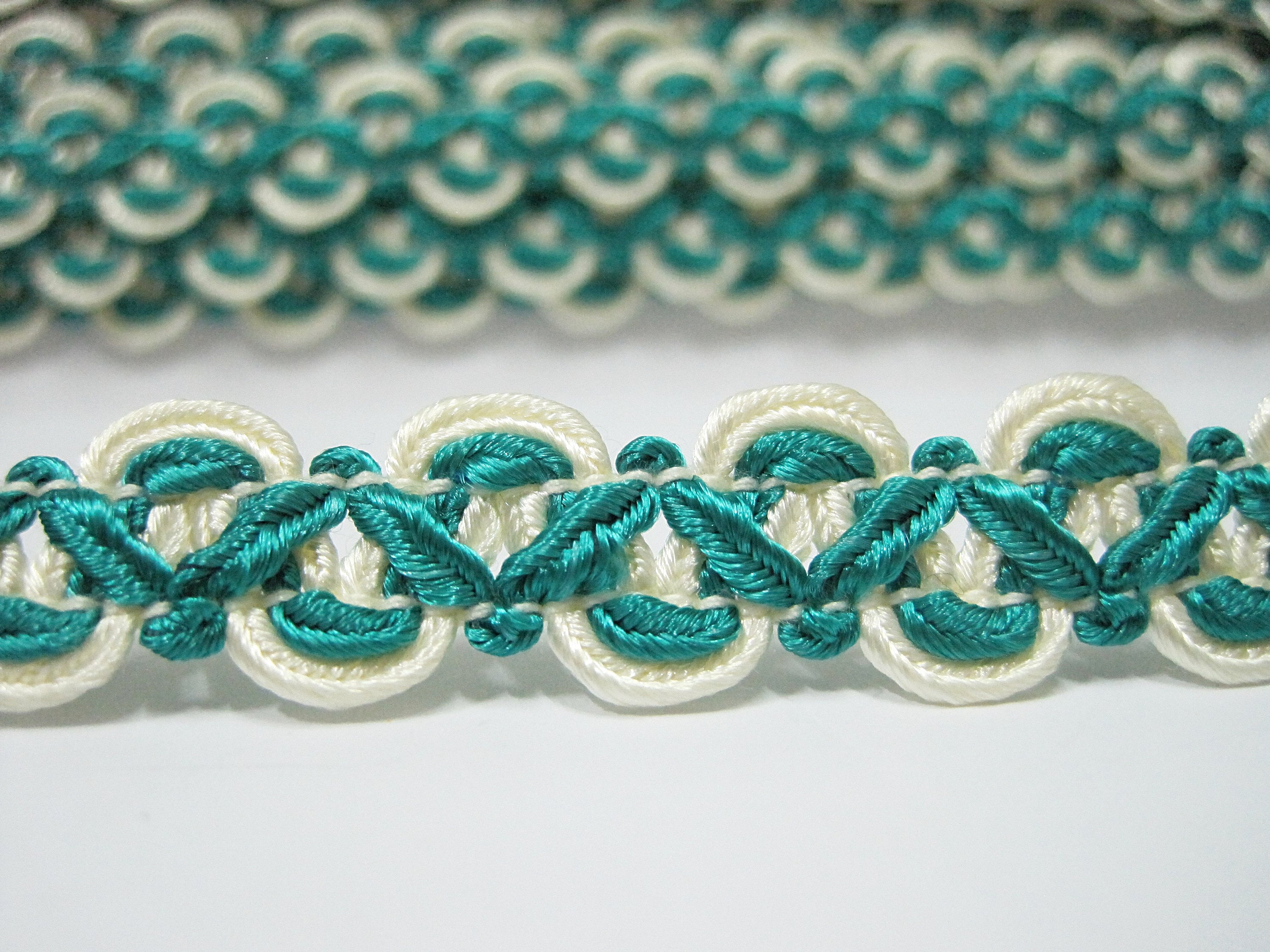 5 Yards Teal-cream Braid Braided Trim Loop Trim Braided - Etsy UK