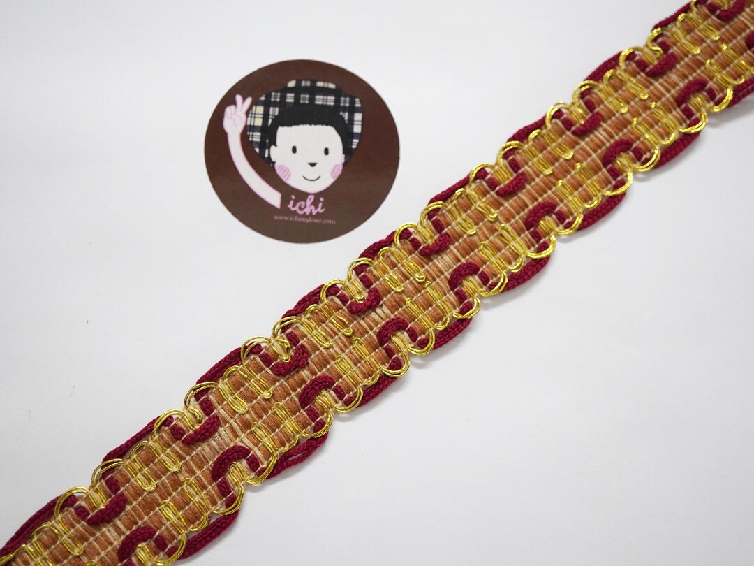 5 Yards 1" Ruby-gold Metallic Braid, Gold Braided Trim, Gold Gimp Braid ...