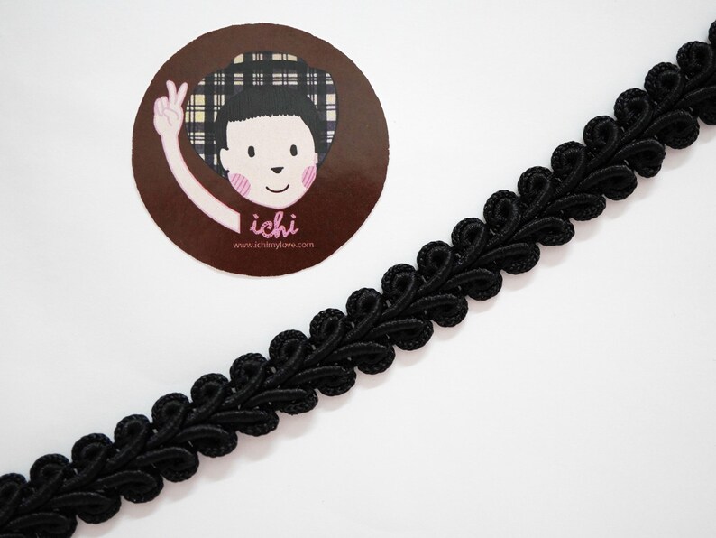 5 Yards 1/2" Black Gimp Braided Trim, Gimp Braid, Braided Cord, Braided ...
