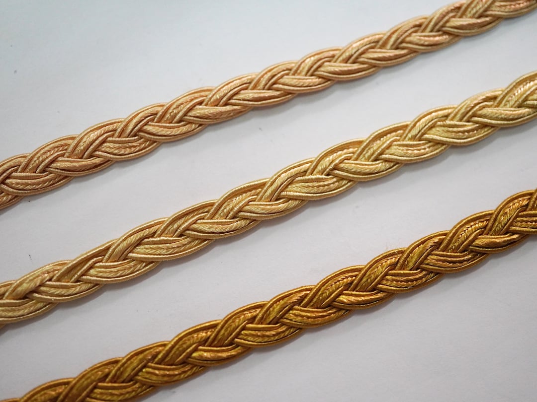 5 Yards 1/4" Gold Braided Cord, Braided Gimp Trim, Scroll Braid Trim ...