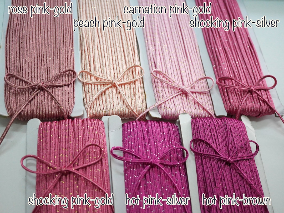 5 Yards 3 Mm Pink Soutache Braid With Silver/gold Metallic, Braided ...