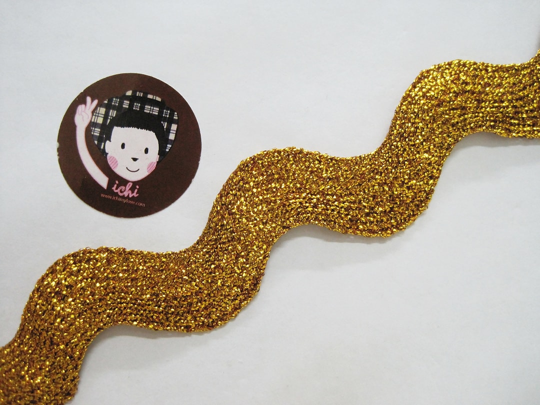 5 Yards Dark Gold Jumbo Metallic Rick Rack Trim, Metallic Rick Rack ...