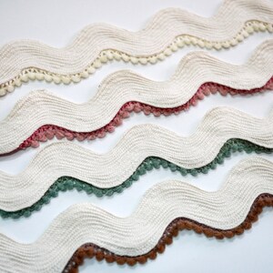 5 Yards Ivory Jumbo Rick Rack Trim With Olive Green Tiny Pom Pom, Ivory ...