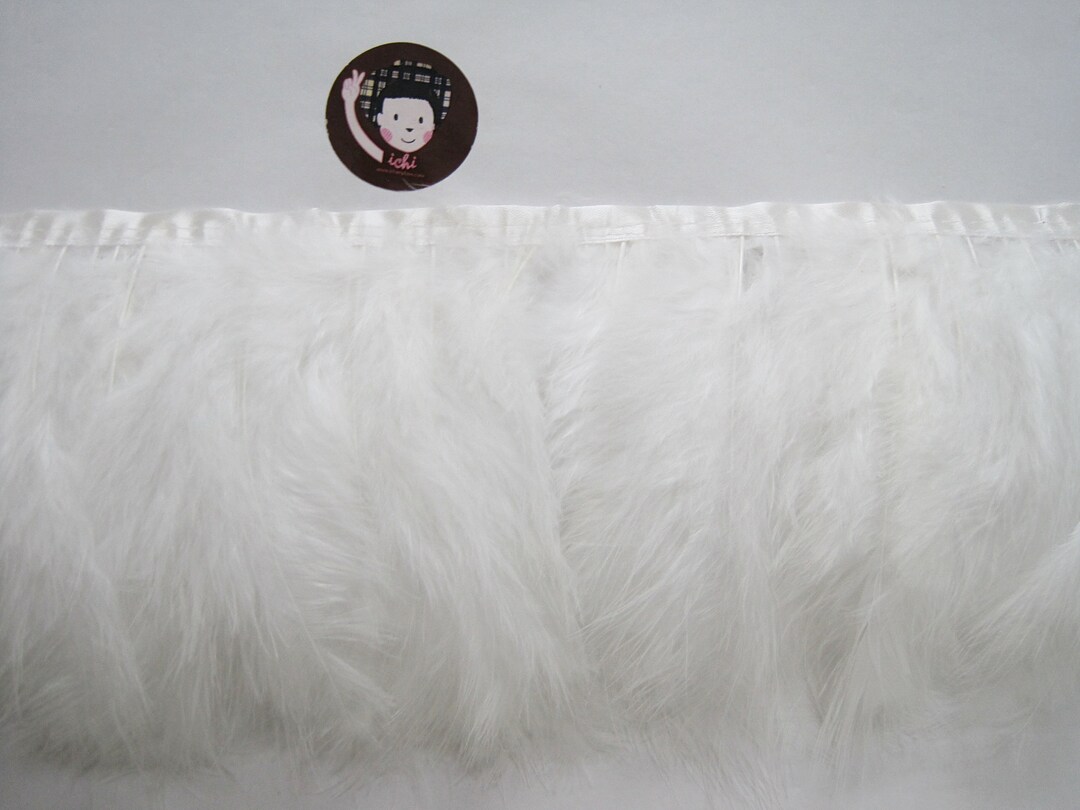 1 Yard Feather Trim, White Bird Fringe, Bird Feather Trim, Turkey ...