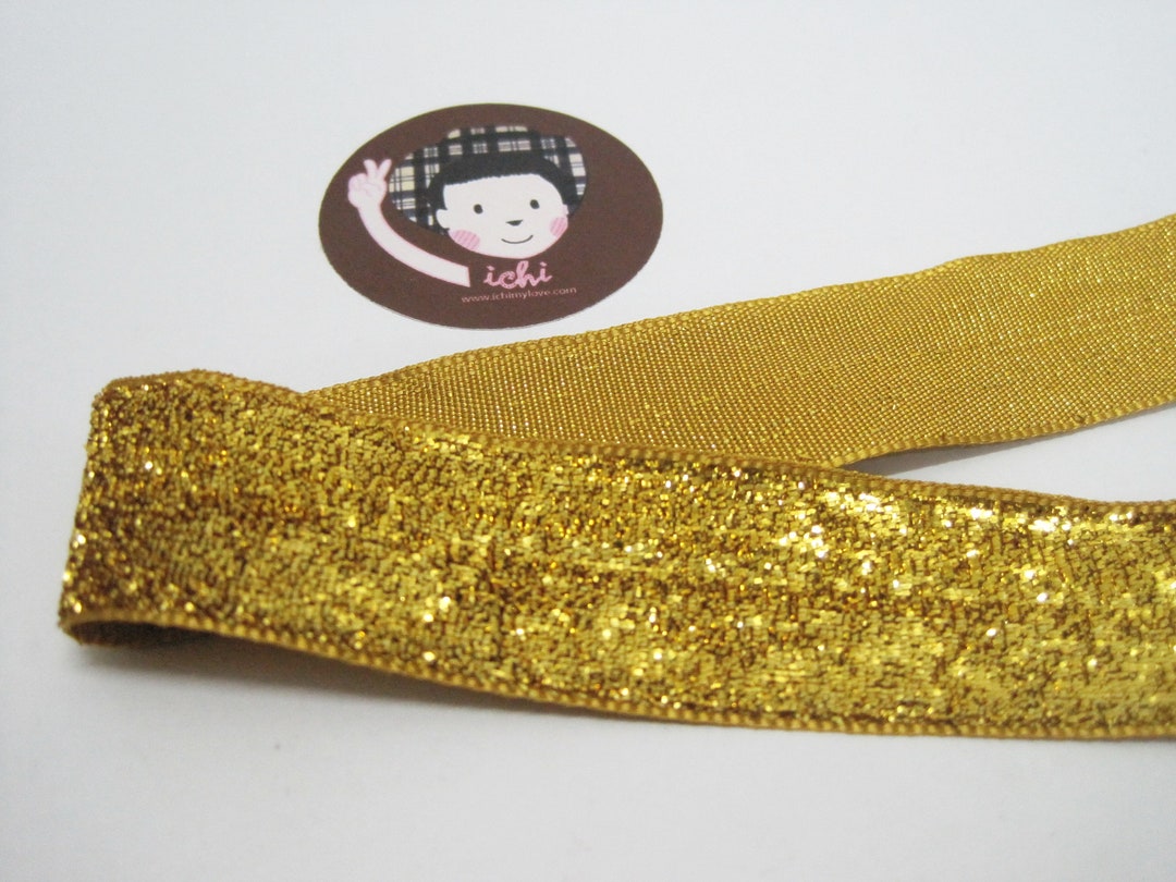 5 Yards 1" Dark Gold Glitter Ribbon, Wide Glitter Ribbon, Glitter Yarn ...