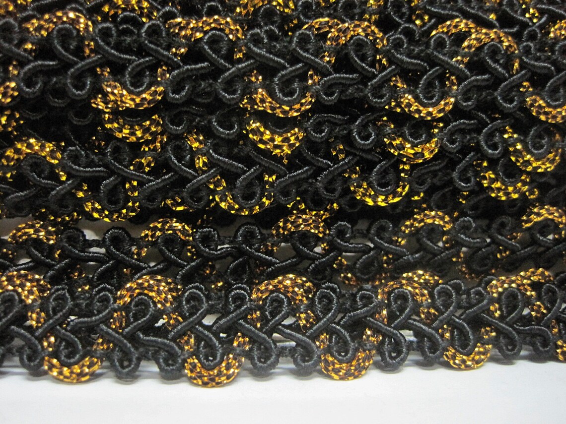 5 Yards Black Gold Metallic Rick Rack Trim Ric Rac Trim - Etsy