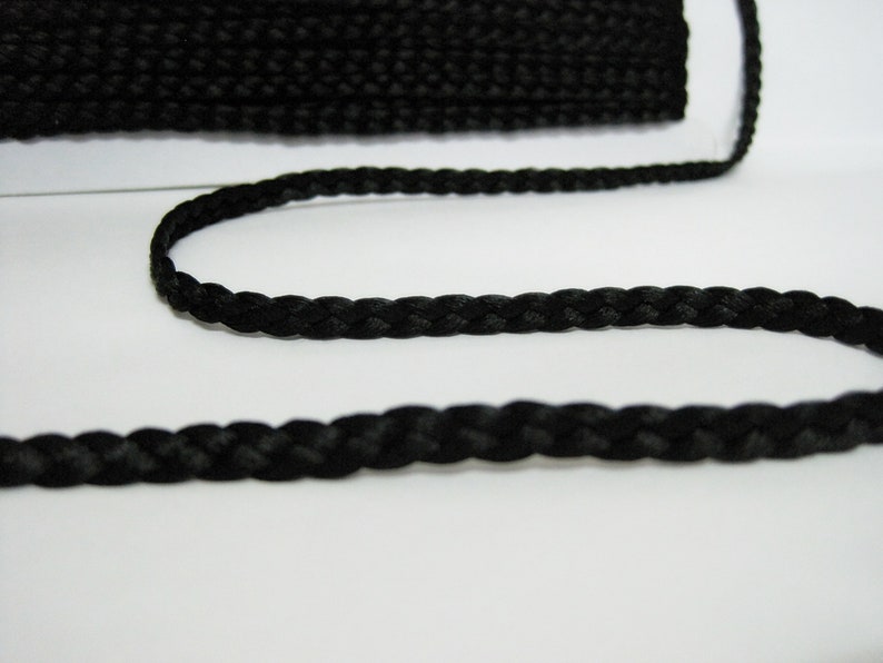 5 Yards 1/4 Black Braided Cord Flat Cord Flat Braided - Etsy