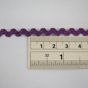 5 Yards Purple Tiny Rick Rack With Gold Metallic, Tiny Rick Rack, Mini ...