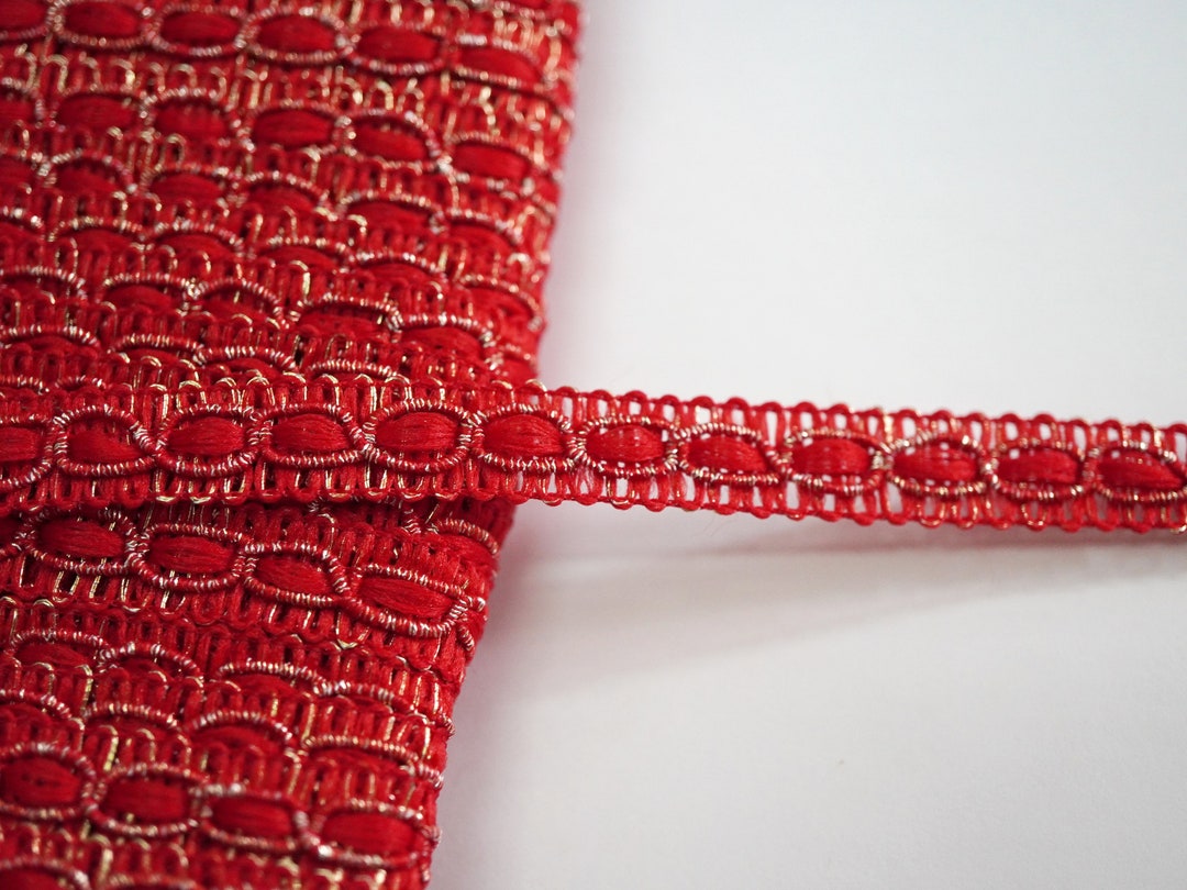 5 Yards 3/8" Red-gold Metallic Braid, Gold Lace, Gold Braided Trim, Red ...