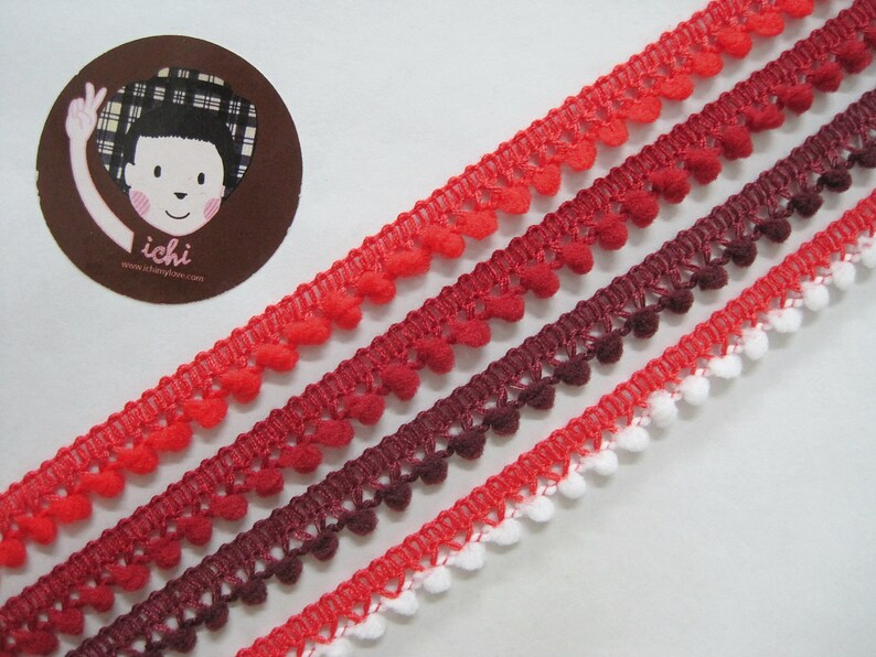 5 Yards Ruby Tiny Pom Pom Trim Mini Pom Pom Trim Tiny Pom | Etsy