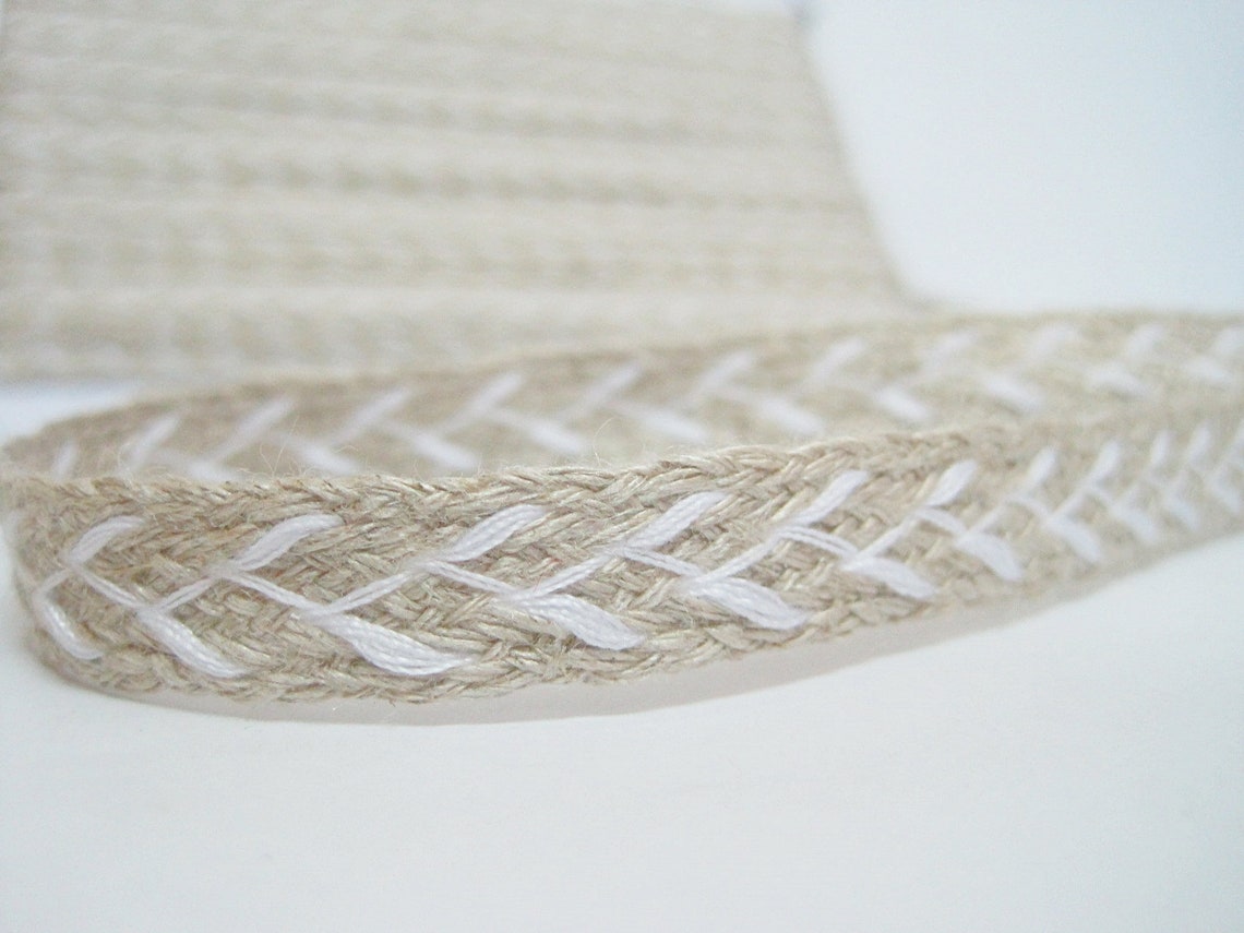 5 Yards White Embroidered Linen Ribbon Wholesale Trim Linen - Etsy