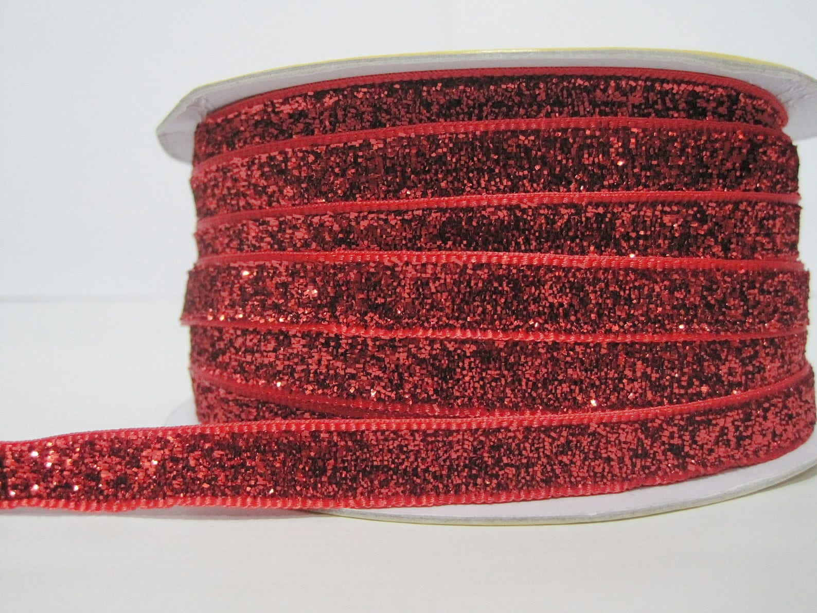 5 Yards Red Metallic Glitter Ribbon (3/8"), Glitter Yarn, Metallic ...