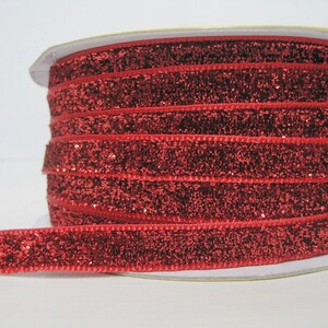 5 Yards Red Metallic Glitter Ribbon (3/8"), Glitter Yarn, Metallic ...