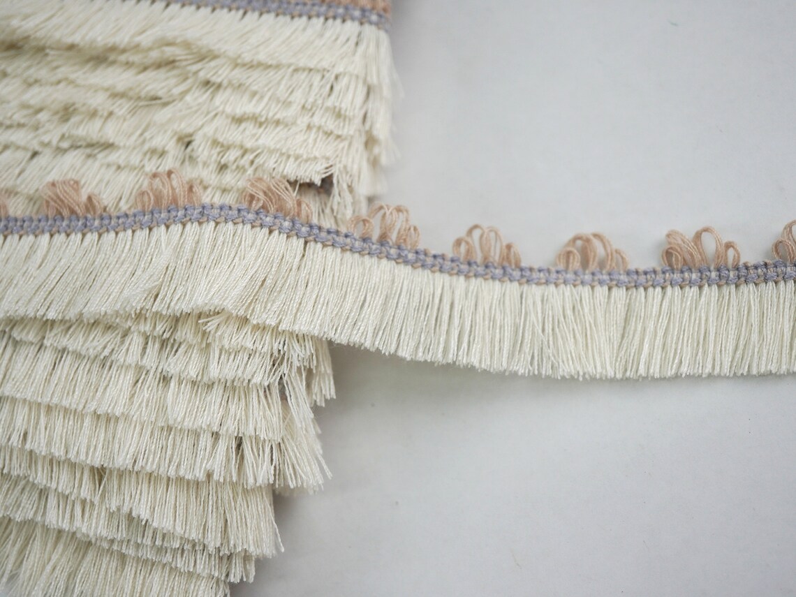 5 Yards 1" Ivory Tassel With Beige Trim - Etsy