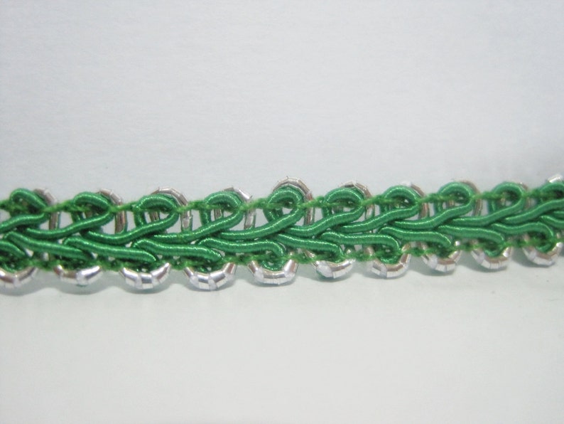 5 Yards 1/4 Green Gimp Braided Silver Edge Gimp Braid - Etsy